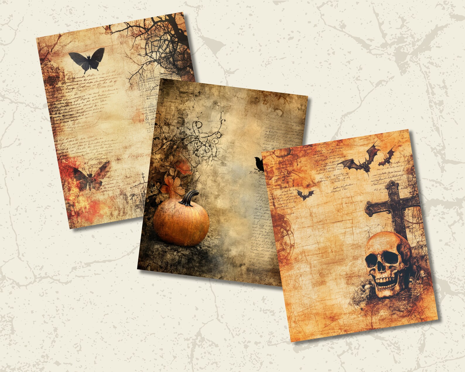 Vintage Halloween Digital Paper L Printable Spooky Design Background ...