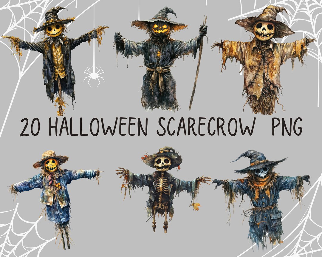 Scary Halloween Scarecrow Digital Clipart L Printable Autumn Season ...