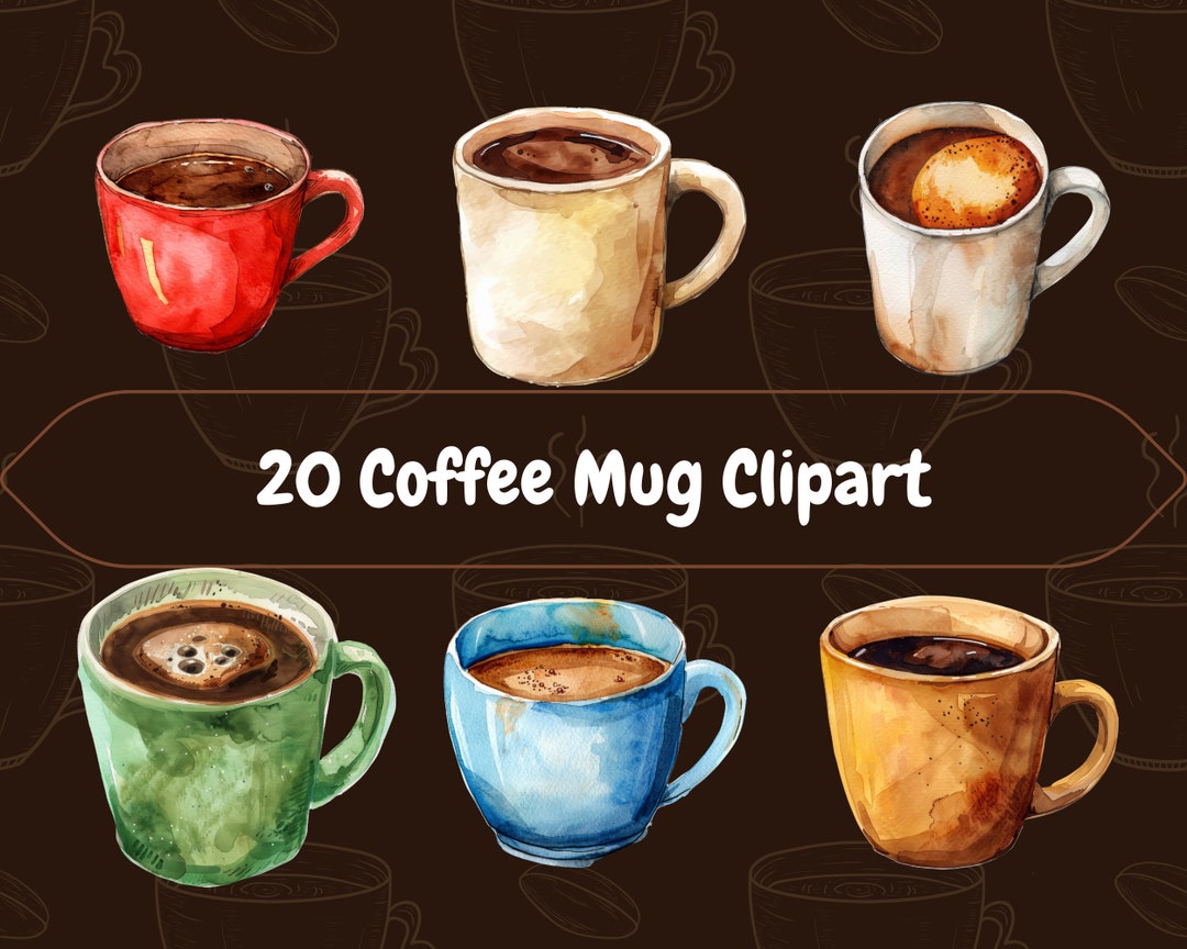 Hot Coffee Mug Watercolor Design Digital Clipart Image L Printable Warm ...