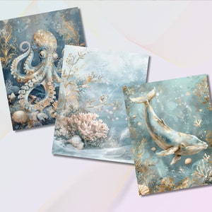 Dreamy Underwater Design Digital Paper L Printable Blue Ocean Wallpaper ...