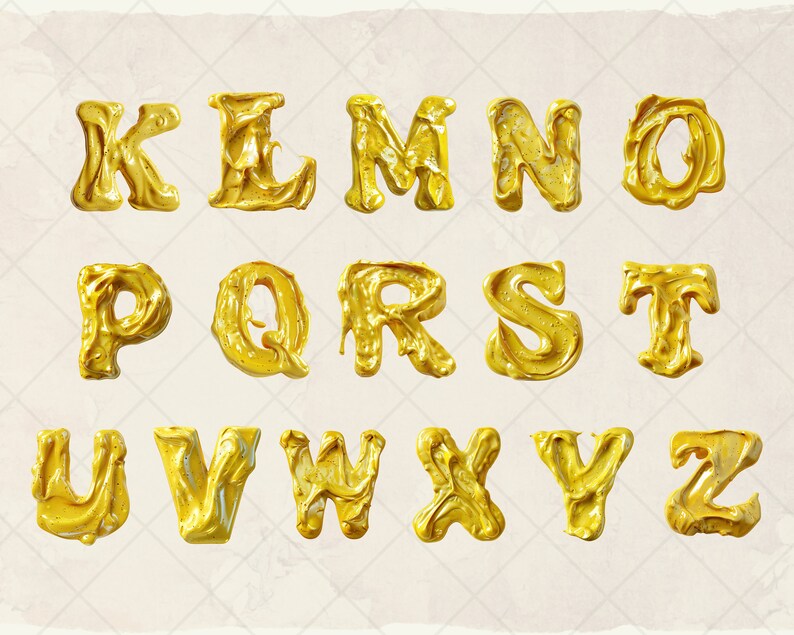 Hot Mustard Yellow Alphabet Digital Clipart L Printable Fun Letters ...