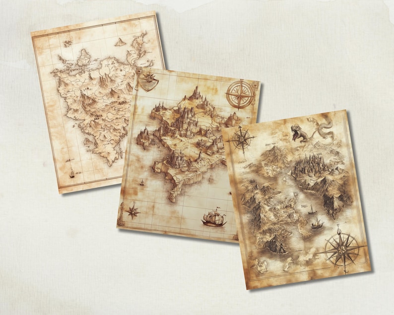 Vintage Treasure Map Old Texture Digital Paper L Printable Distressed ...