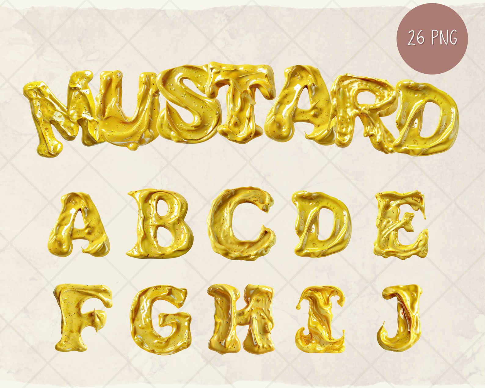 Hot Mustard Yellow Alphabet Digital Clipart L Printable Fun Letters ...