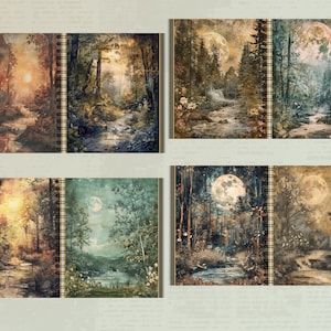 Calm Forest Design Digital Paper L Printable Nature Landscape Wallpaper ...