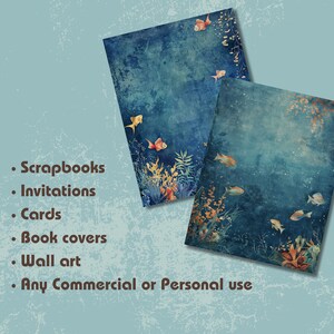 Dark Blue Underwater Design Digital Paper, Printable Under the Sea ...