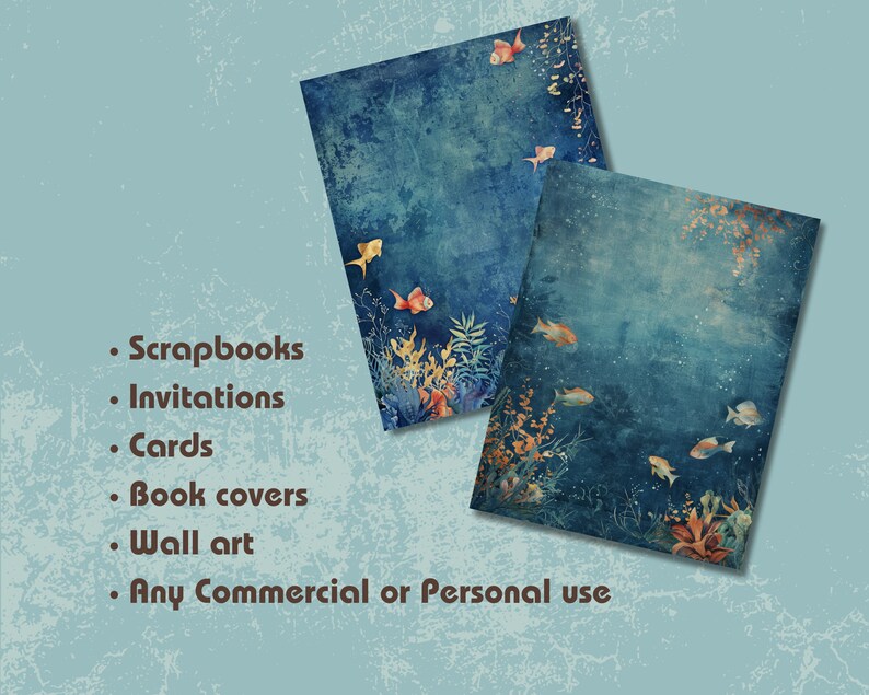 Dark Blue Underwater Design Digital Paper, Printable Under the Sea ...