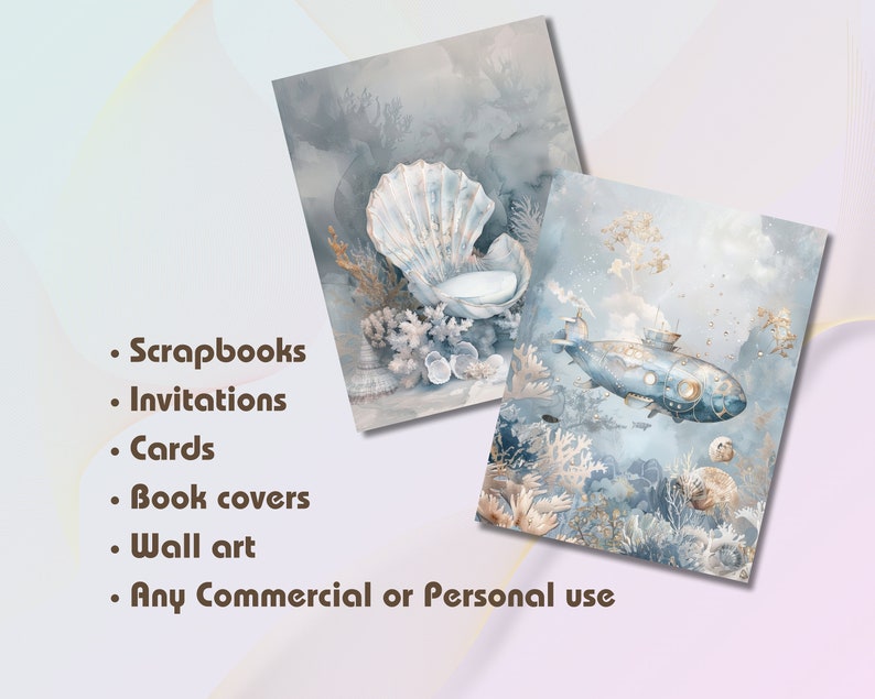 Dreamy Underwater Design Digital Paper L Printable Blue Ocean Wallpaper ...