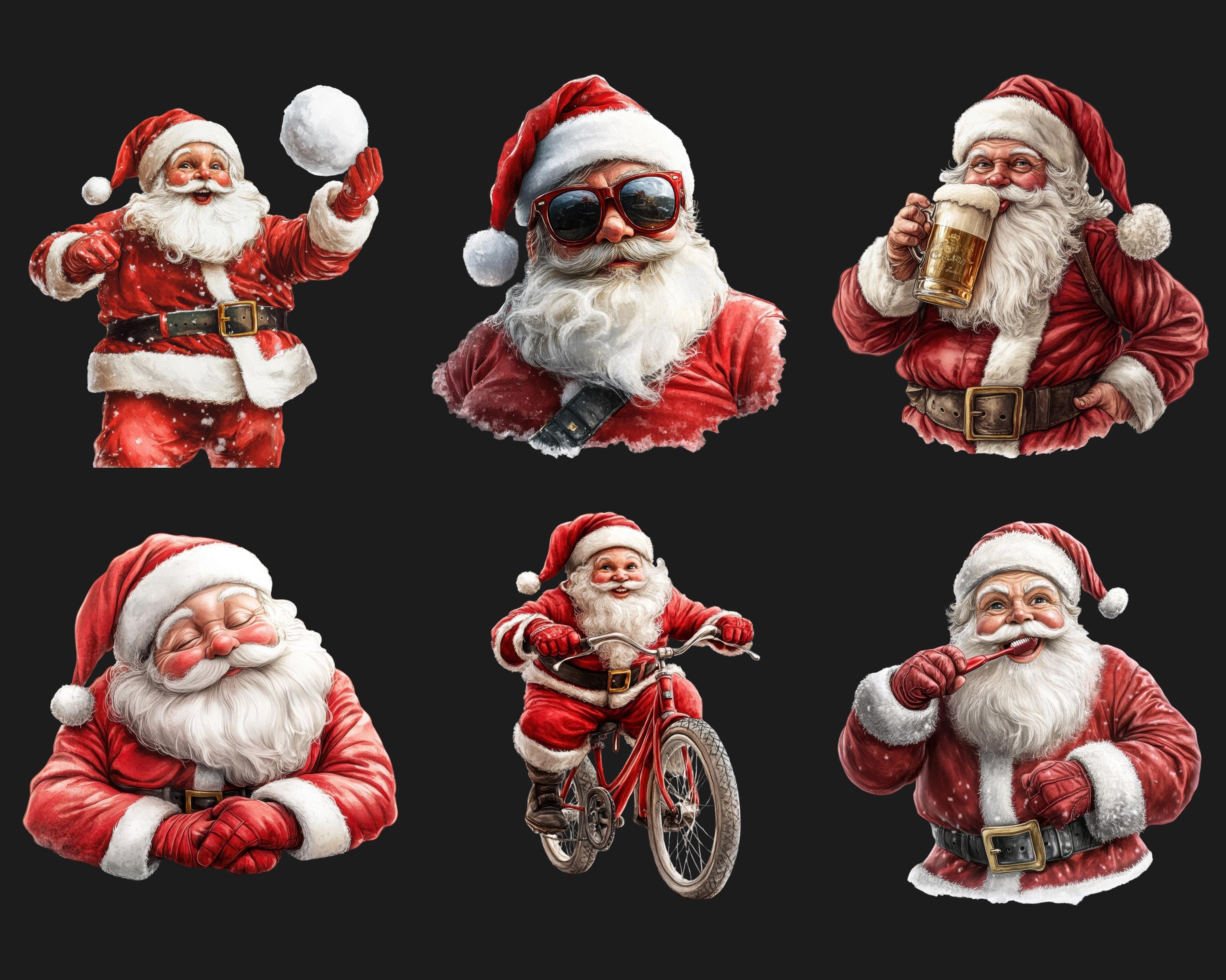 Funny Santa Claus Digital Clip Art L Printable Fun Christmas Decoration ...