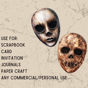 Creepy Mask Design Digital Clipart L Printable Horror Face Clip Art ...