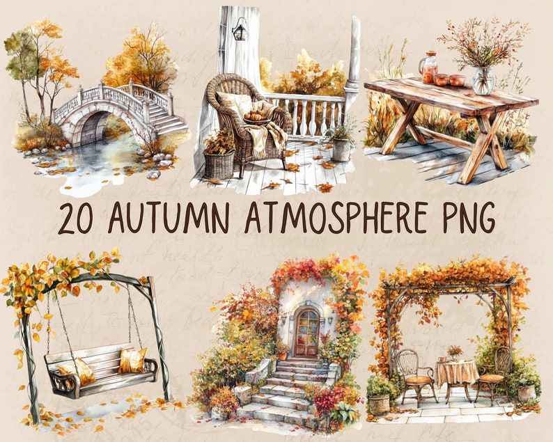 Cozy Autumn Atmosphere Digital Clipart L Printable Fall Season Design ...