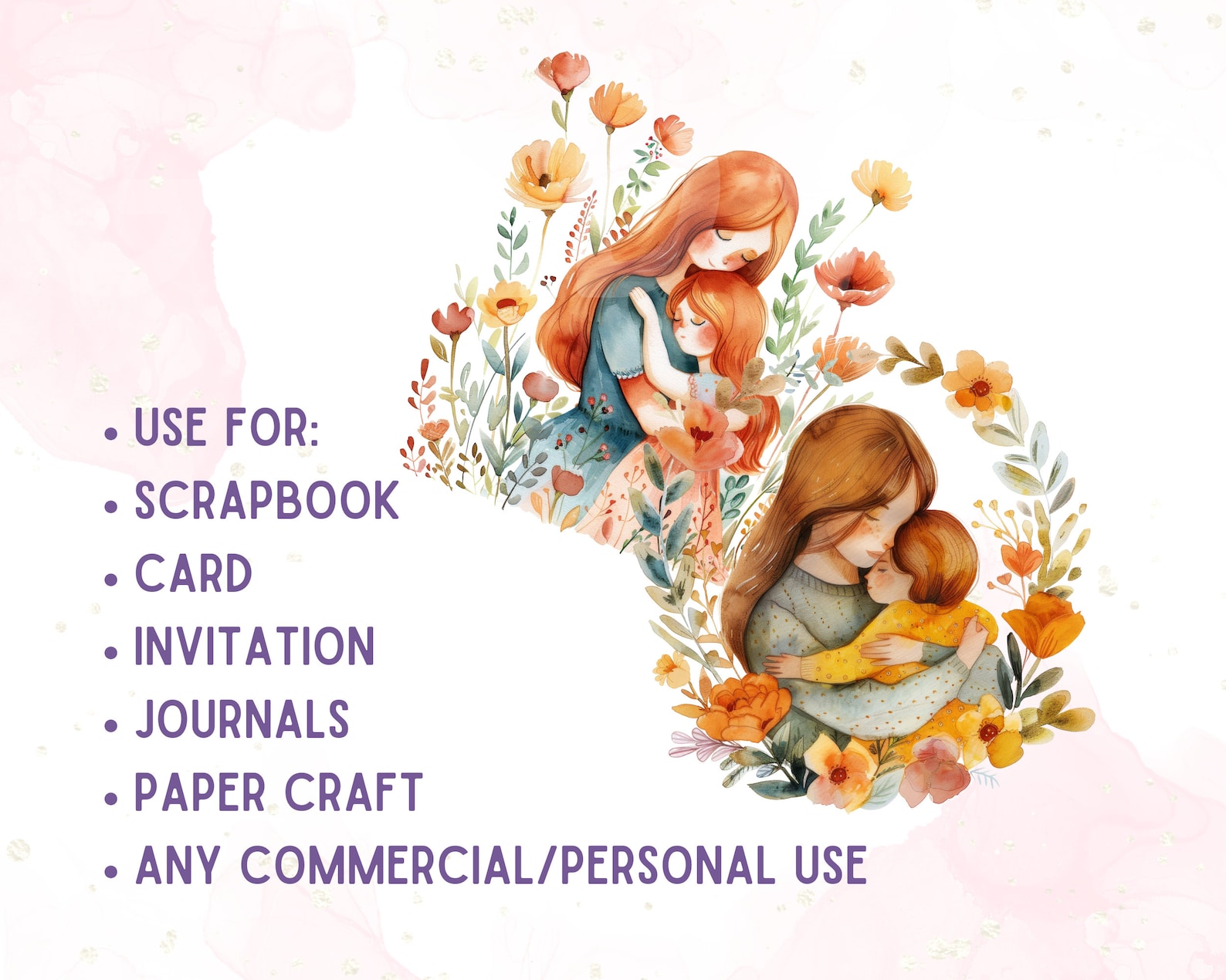 Warm Mother's Day Digital Clipart File L Printable Clip Art Flower ...