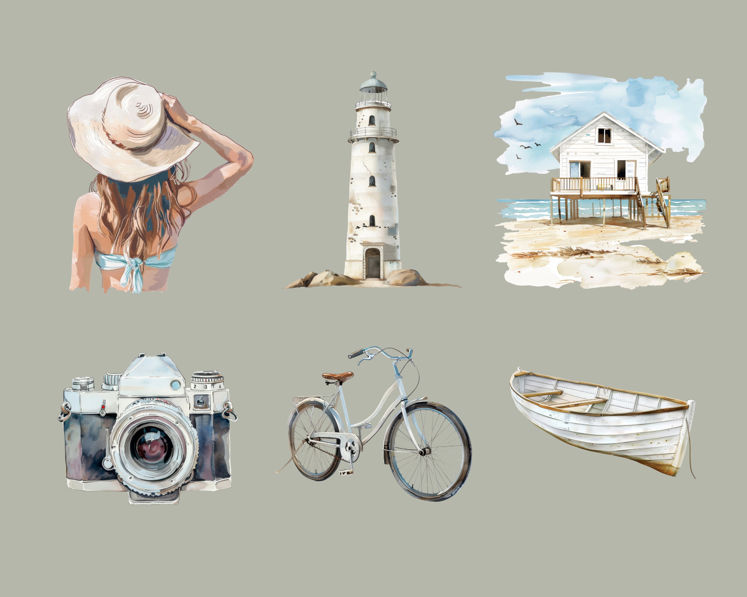 Hot Summer Vacation Digital Clipart L Printable Beach Trip Design ...