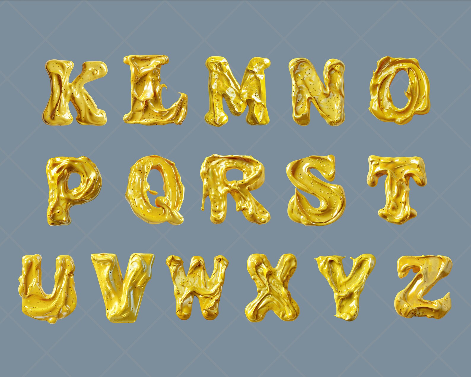 Hot Mustard Yellow Alphabet Digital Clipart L Printable Fun Letters ...