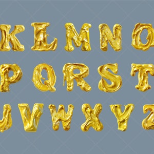 Hot Mustard Yellow Alphabet Digital Clipart L Printable Fun Letters ...