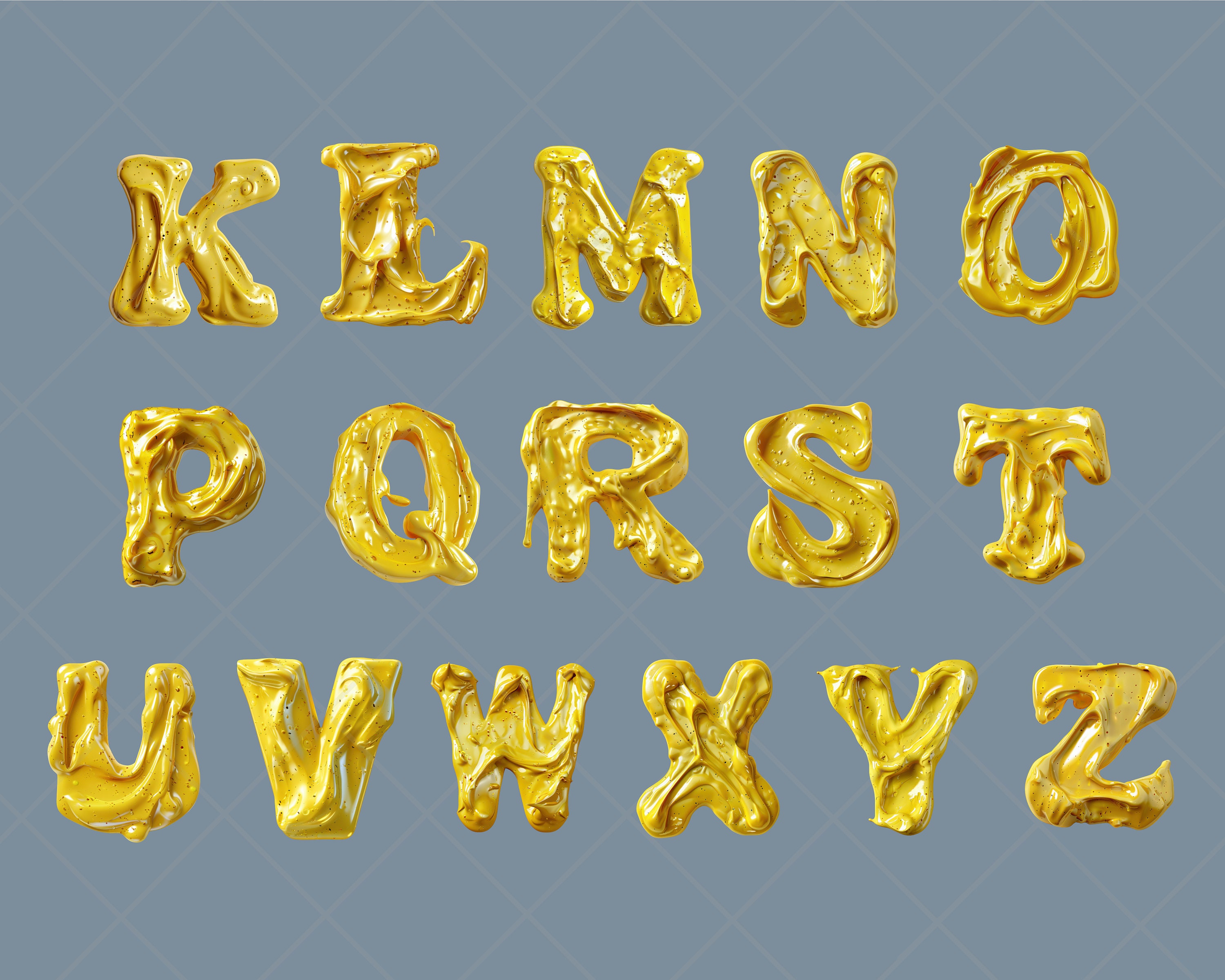 Hot Mustard Yellow Alphabet Digital Clipart L Printable Fun Letters ...