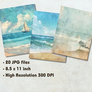 Hot Summer Beach Design Digital Paper L Printable Fresh Ocean Landscape ...