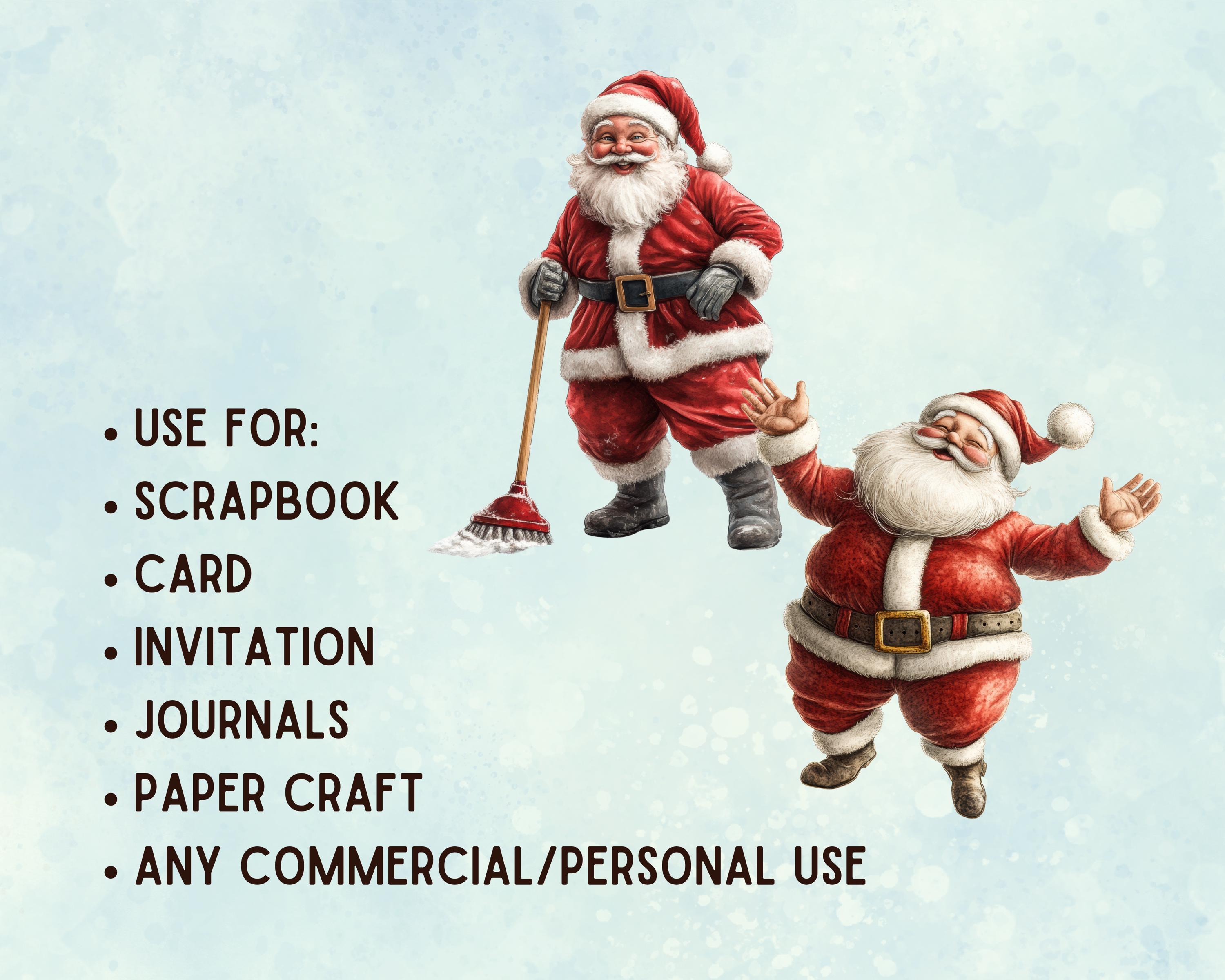 Funny Santa Claus Digital Clip Art L Printable Fun Christmas Decoration ...