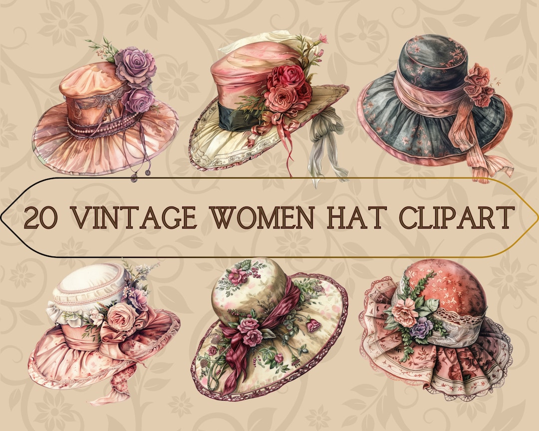 Old Vintage Women Hat Digital Clipart Image L Transparent Background ...
