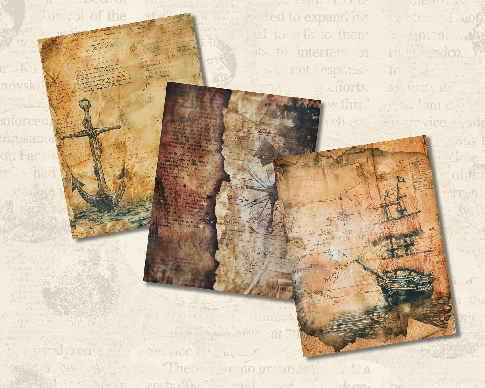 Pirate Life Design Digital Paper L Printable Pirate Adventure Nautical ...