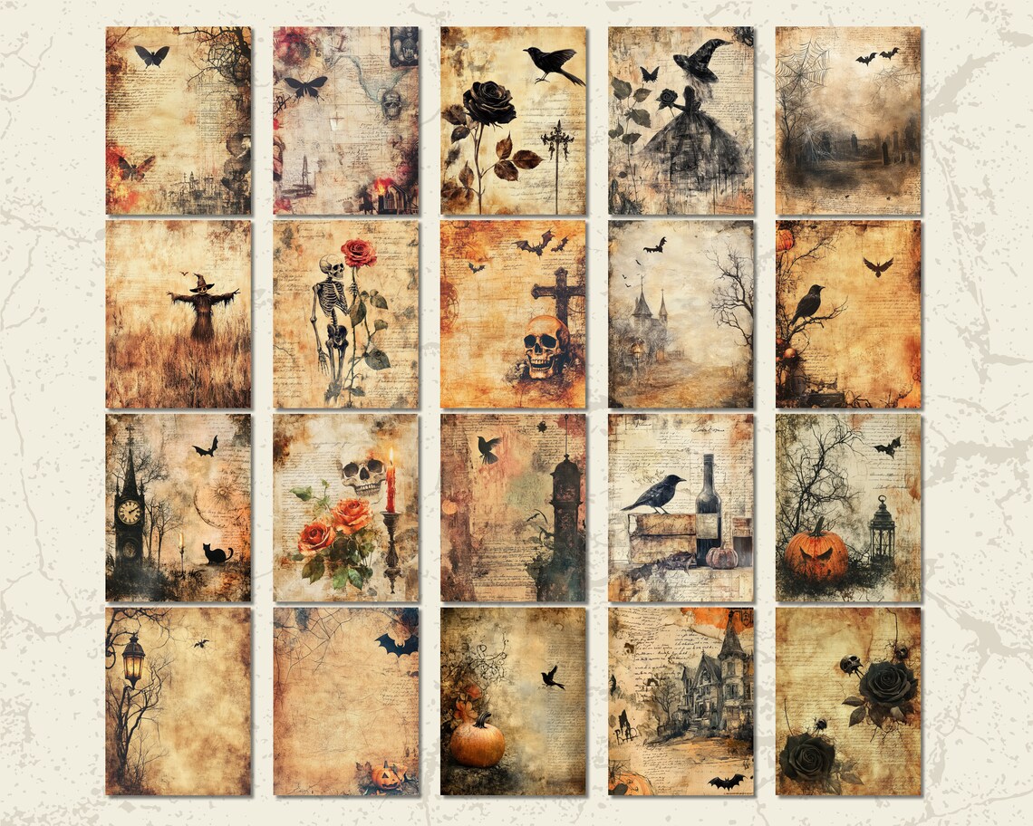Vintage Halloween Digital Paper L Printable Spooky Design Background ...