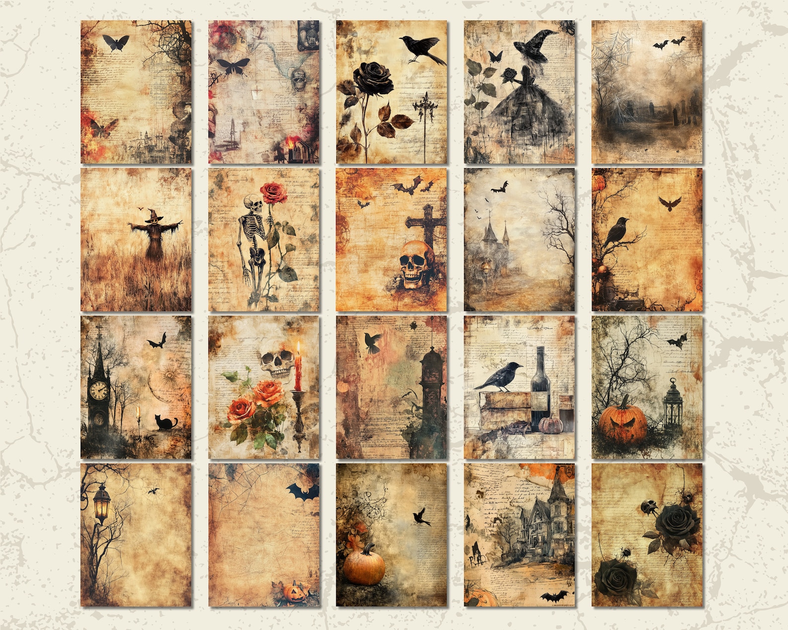 Vintage Halloween Digital Paper L Printable Spooky Design Background ...