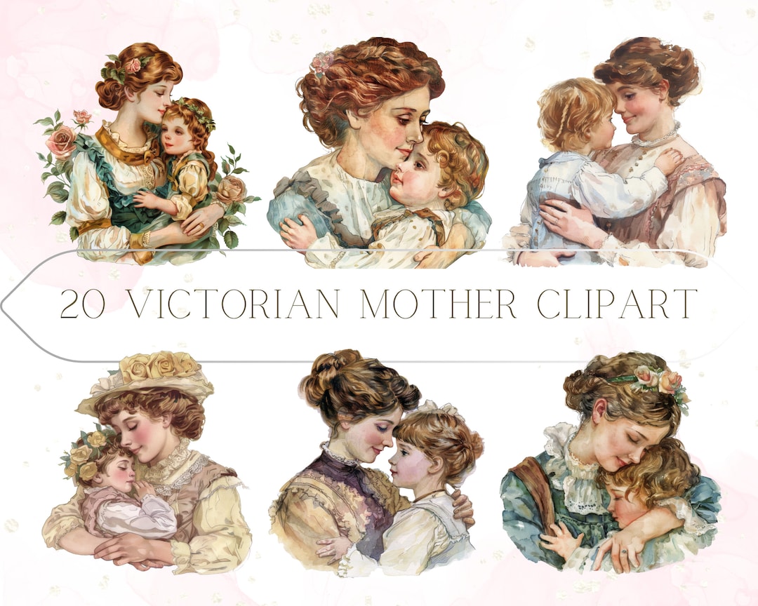Calm Mood Victorian Mother Child Hug Image Digital Clipart File L ...
