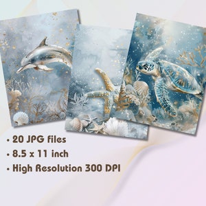 Dreamy Underwater Design Digital Paper L Printable Blue Ocean Wallpaper ...