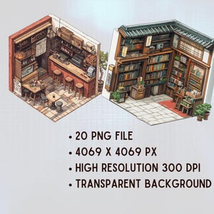 Cute Isometric Traditional Asian Store Digital Clipart L Printable Old ...