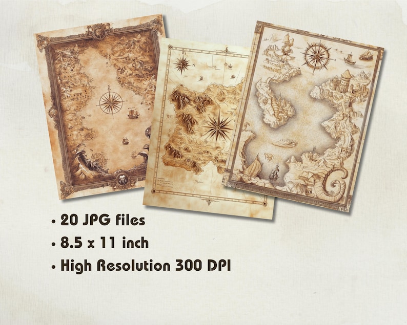 Vintage Treasure Map Old Texture Digital Paper L Printable Distressed ...