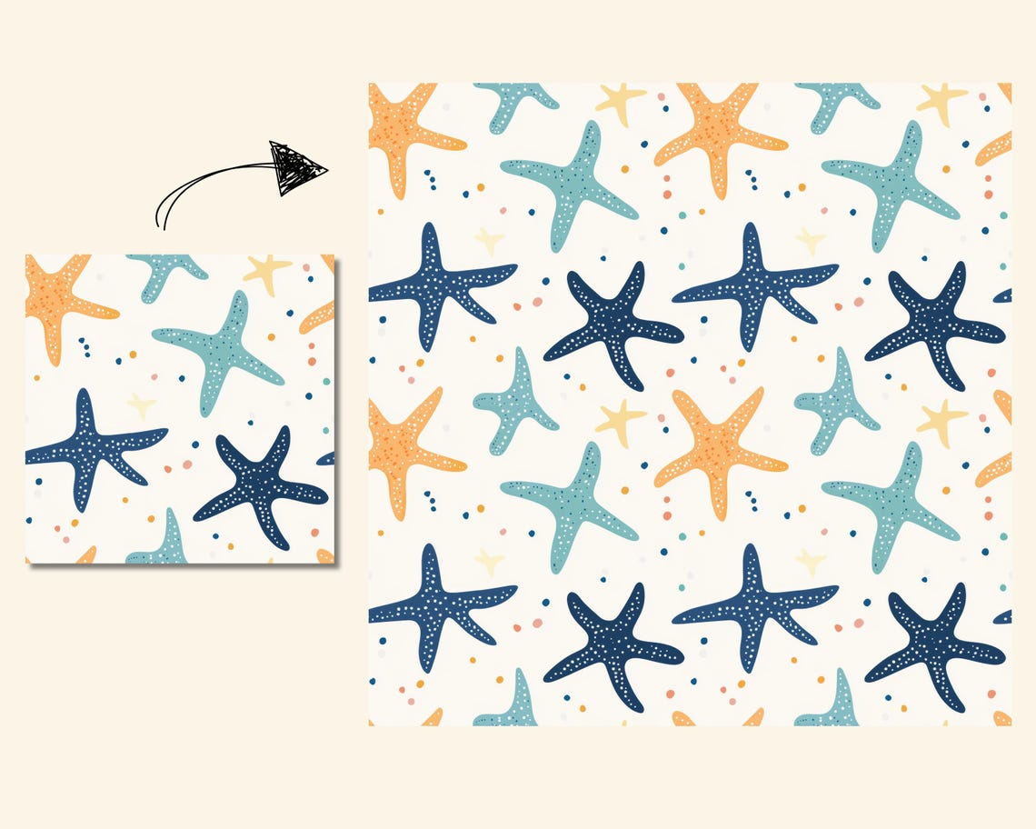 Cute Ocean Design Seamless Pattern L Adorable Sea Animal Digital Paper ...
