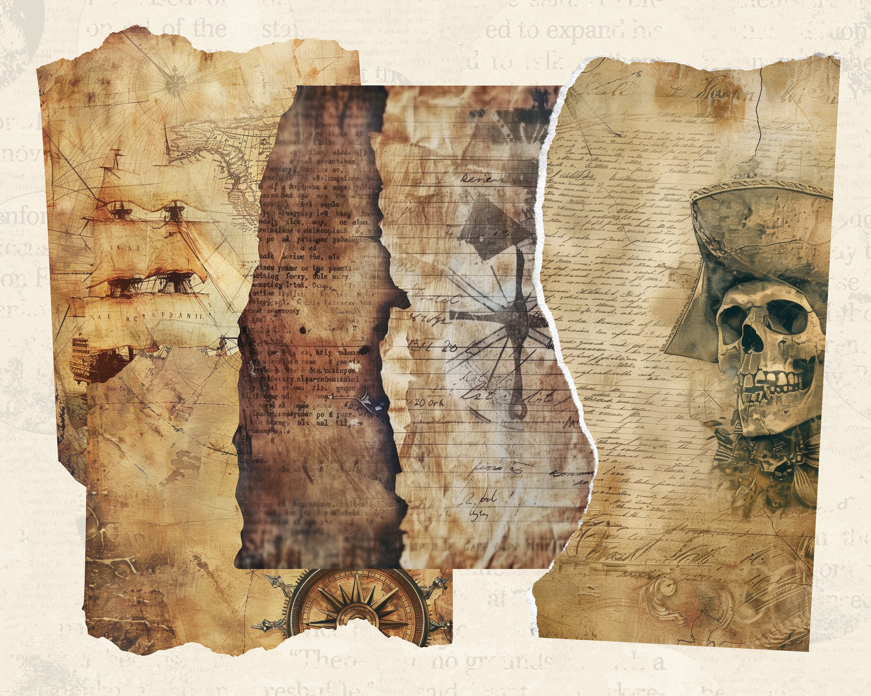 Pirate Life Design Digital Paper L Printable Pirate Adventure Nautical ...