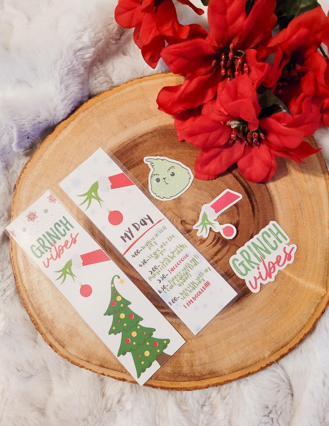 Grinch Inspired Bookmarks & Sticker Set - Etsy Canada