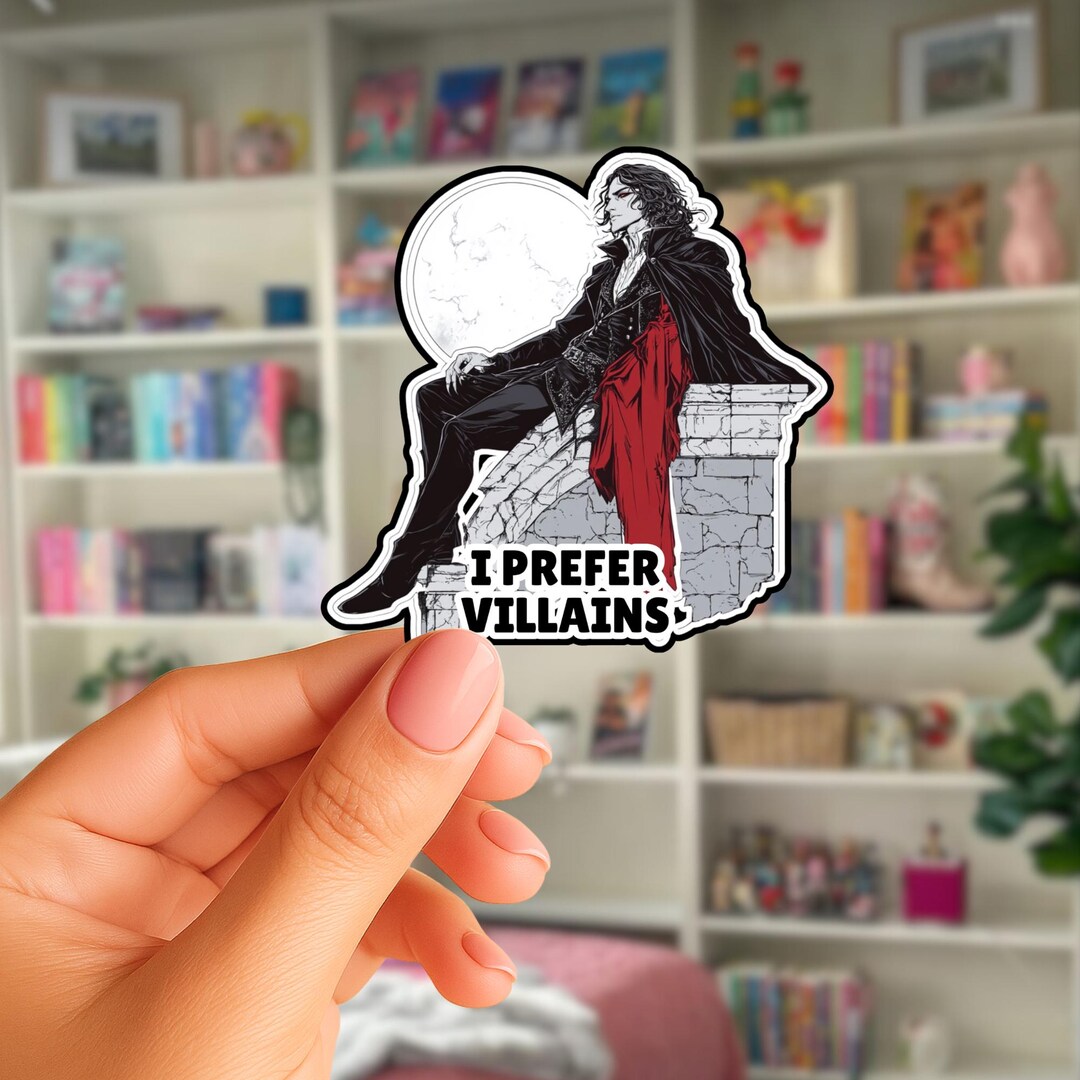 I Prefer Villains Sticker: Bookish Vinyl Decal for Laptops & Water ...
