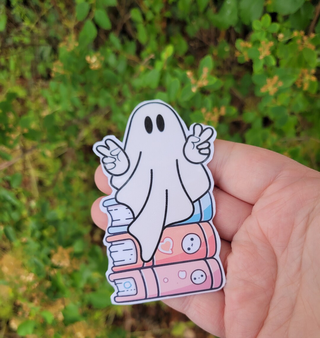Ghost Peace Sitting on Stack of Books - Etsy