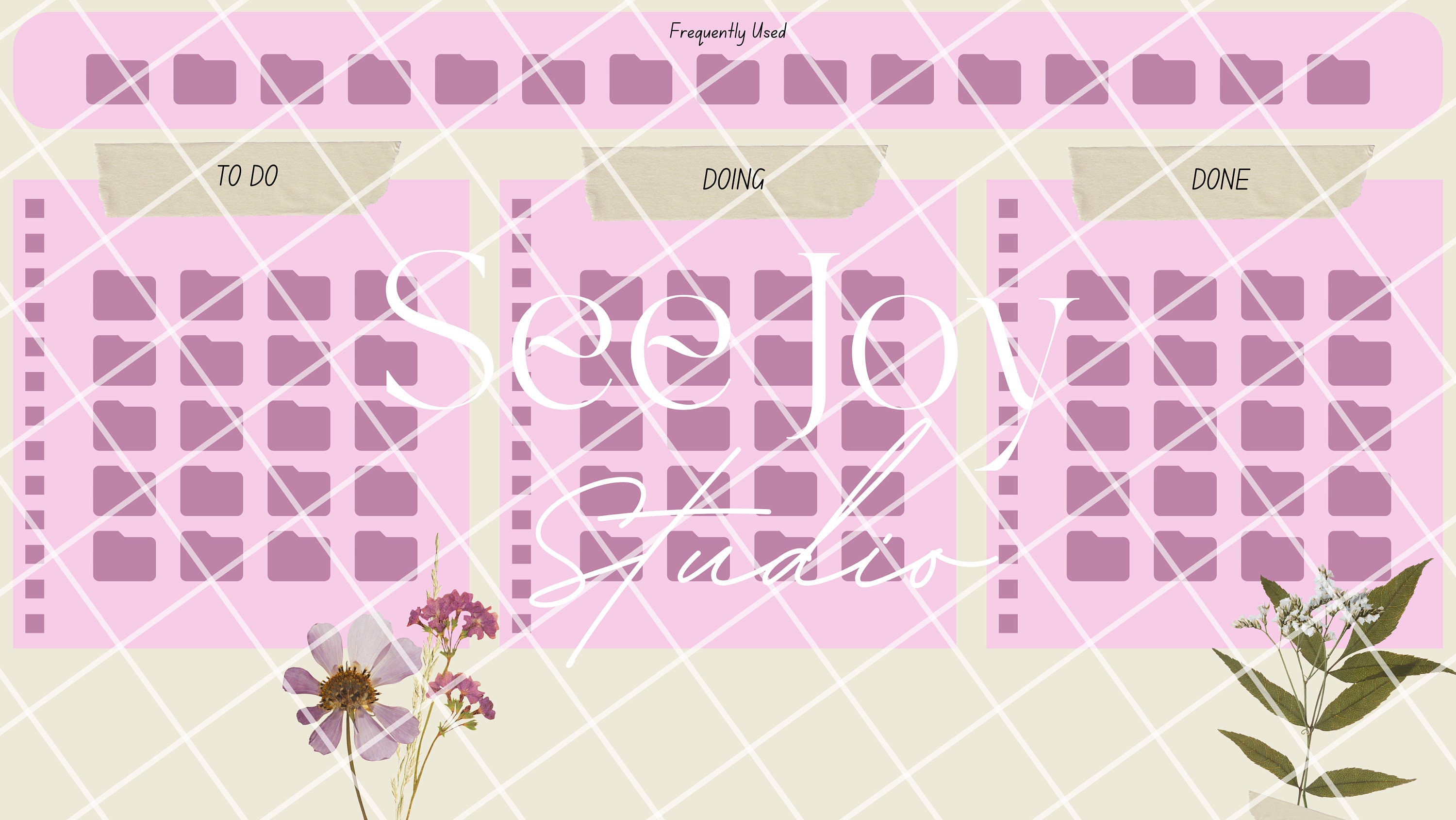 Digital Desktop Organizer Pink & Sandy Color Palette Instant Download ...