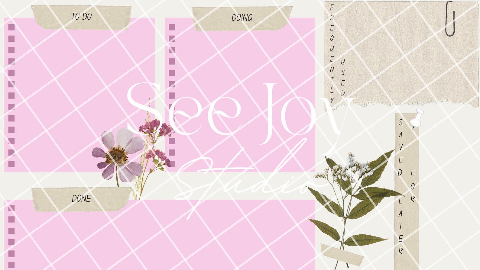 Digital Desktop Organizer Pink & Sandy Color Palette Instant Download ...