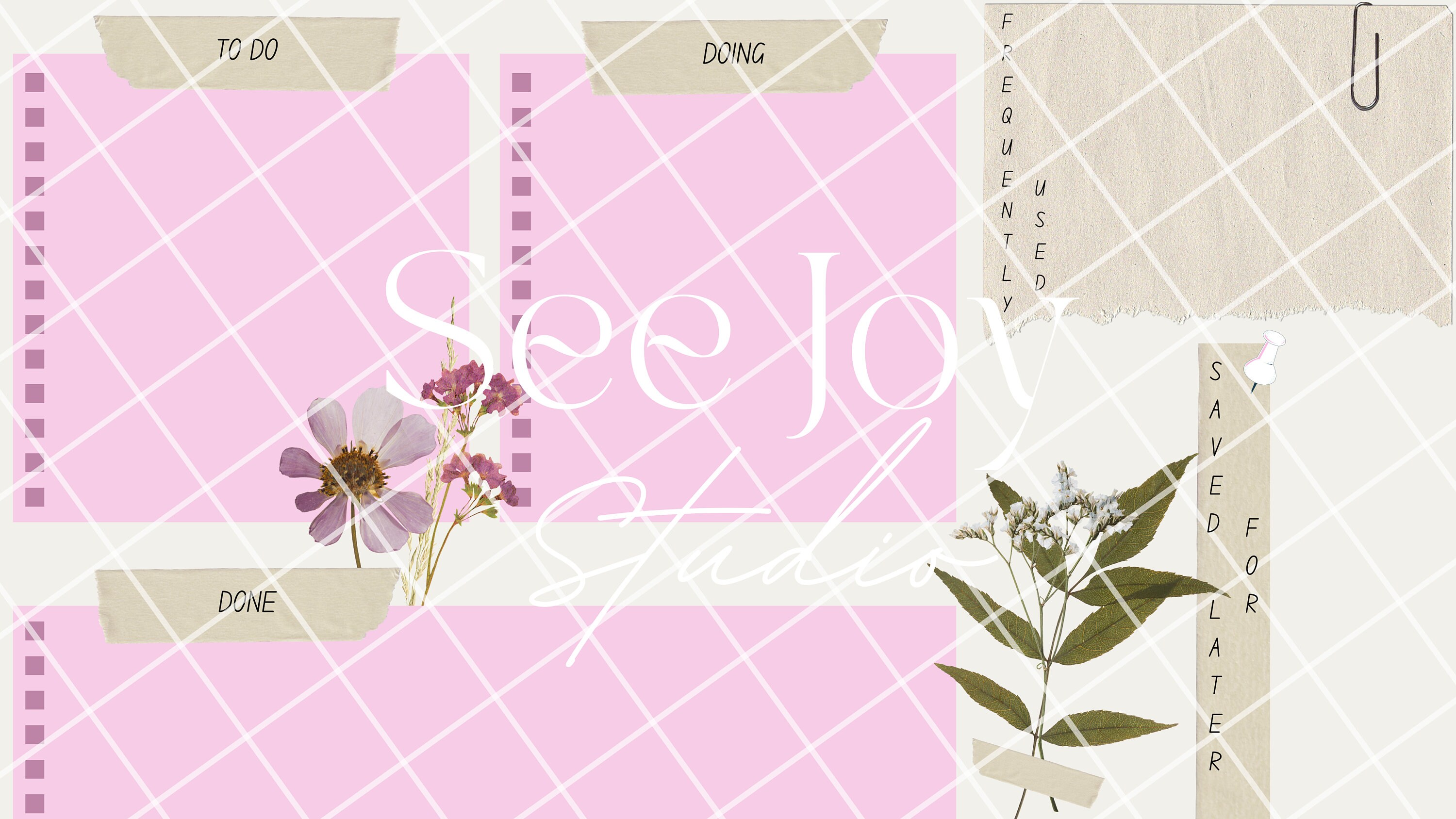 Digital Desktop Organizer Pink & Sandy Color Palette Instant Download ...