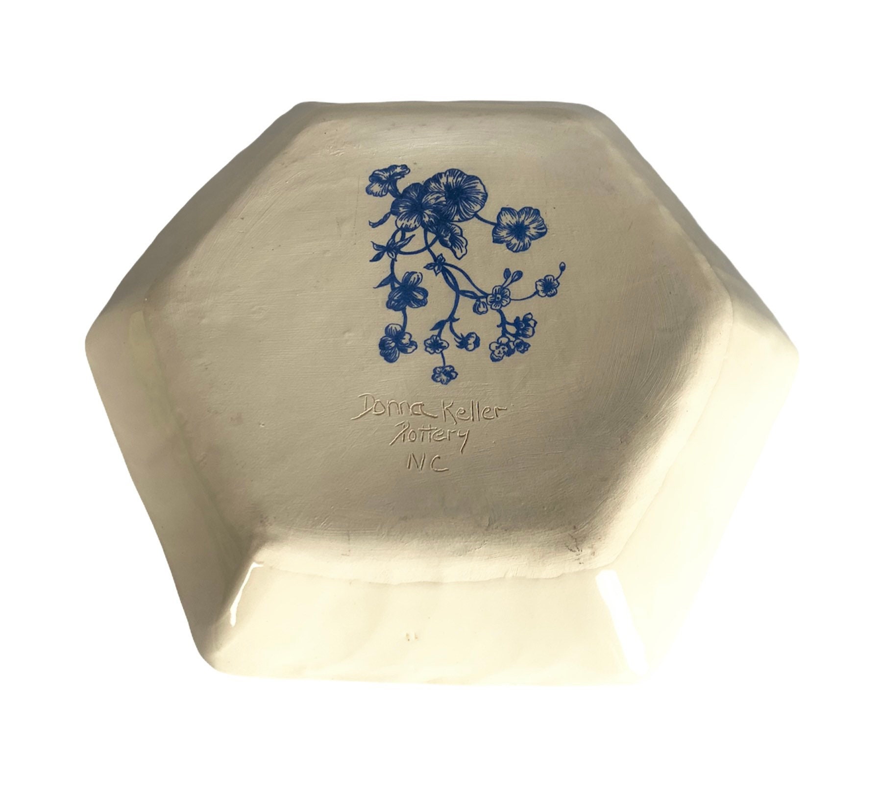 Cobalt and White Octagon Deep Dish Pie Plate Stoneware Pottery Ready to ...