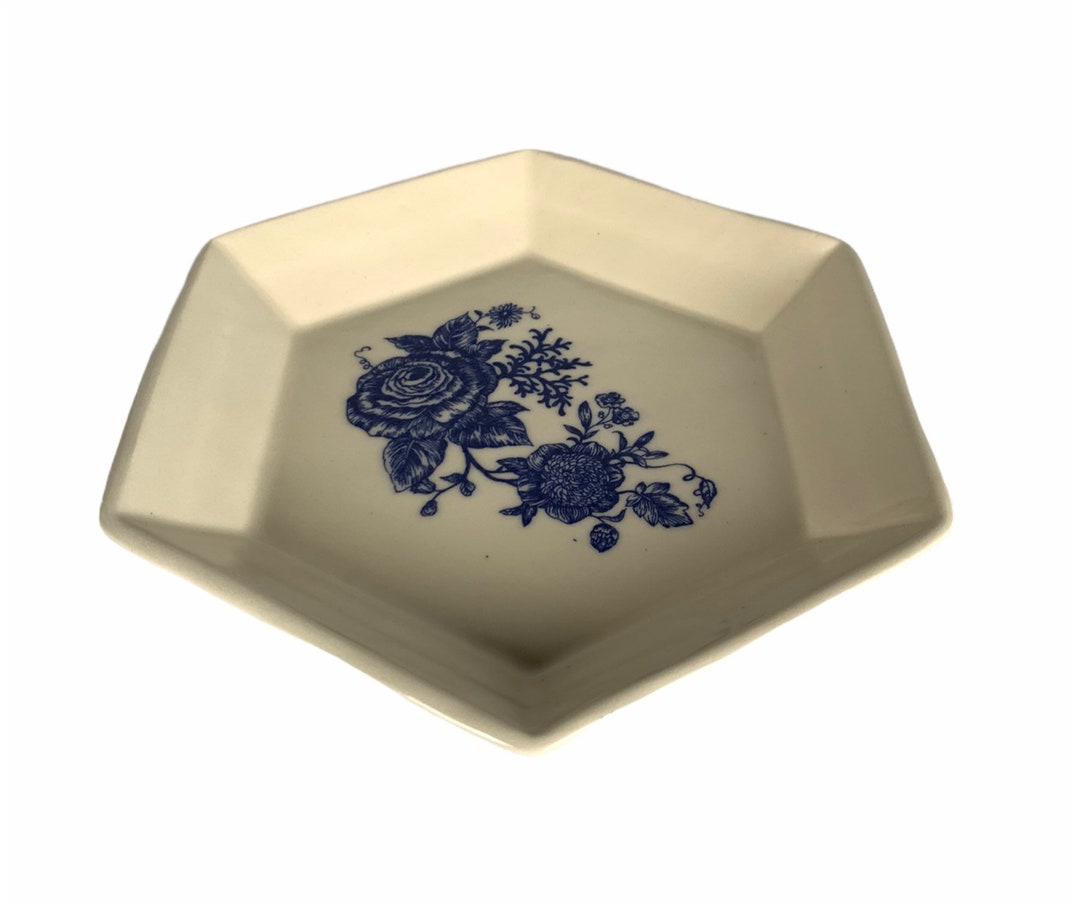 Cobalt and White Octagon Deep Dish Pie Plate Stoneware Pottery Ready to ...