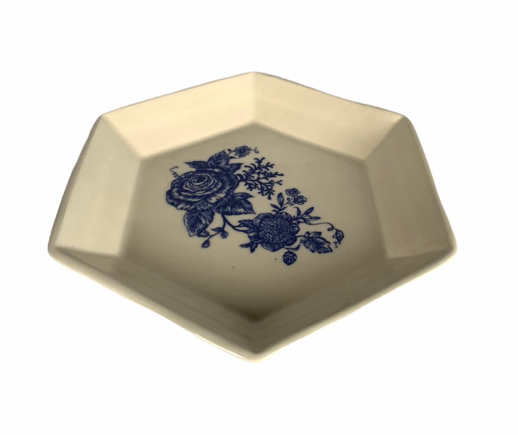 Cobalt and White Octagon Deep Dish Pie Plate Stoneware Pottery Ready to ...