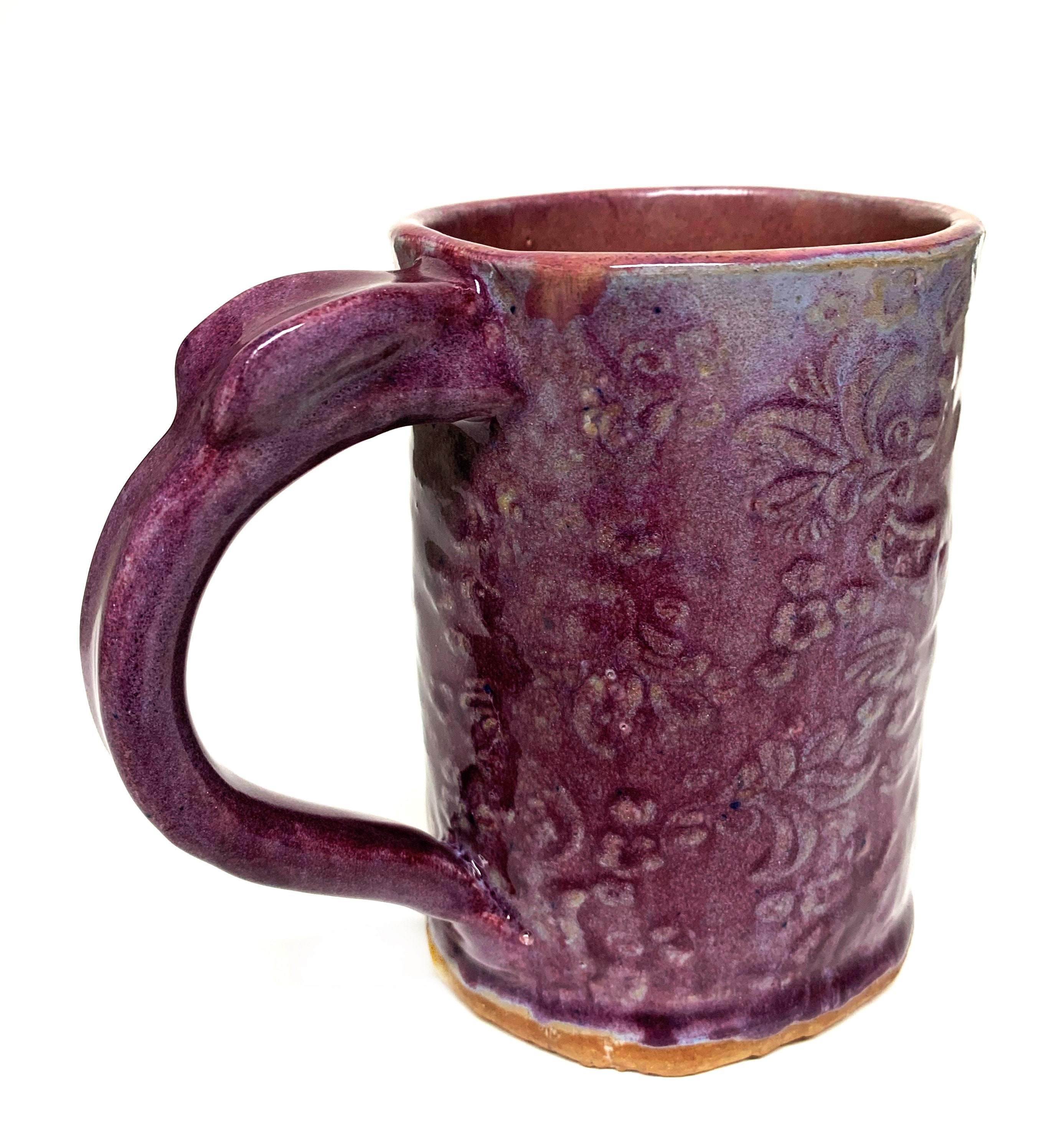 Large Textured Purple Ceramic Mug Handmade Stoneware Clay - Etsy