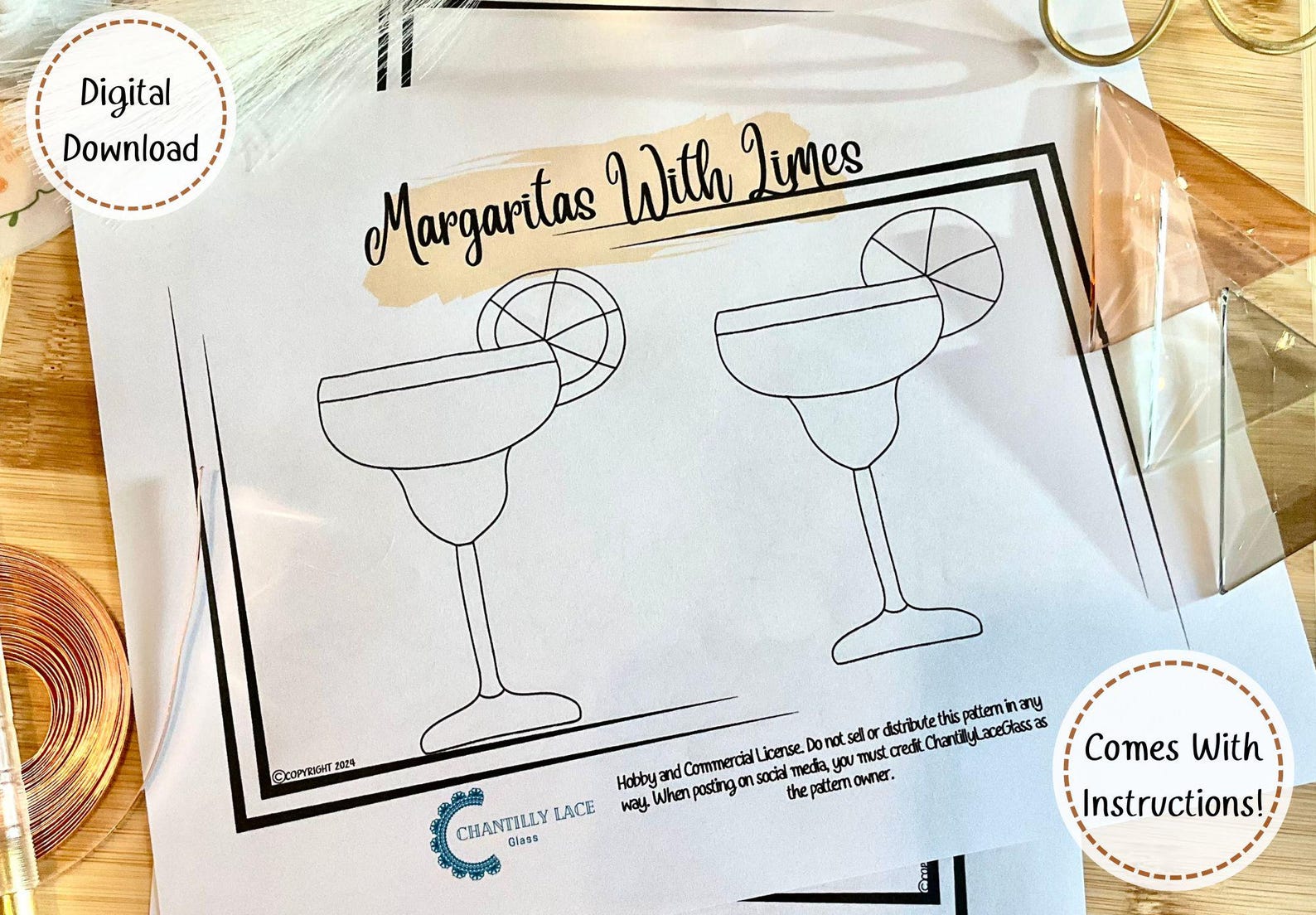 Margarita With Lime Stained Glass Patterns (with Instructions), Cinco ...