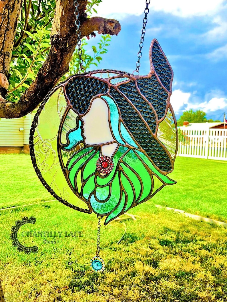 Witch and Crescent Moon Stained Glass Patterns With Instructions, Halloween Suncatcher Pattern ...