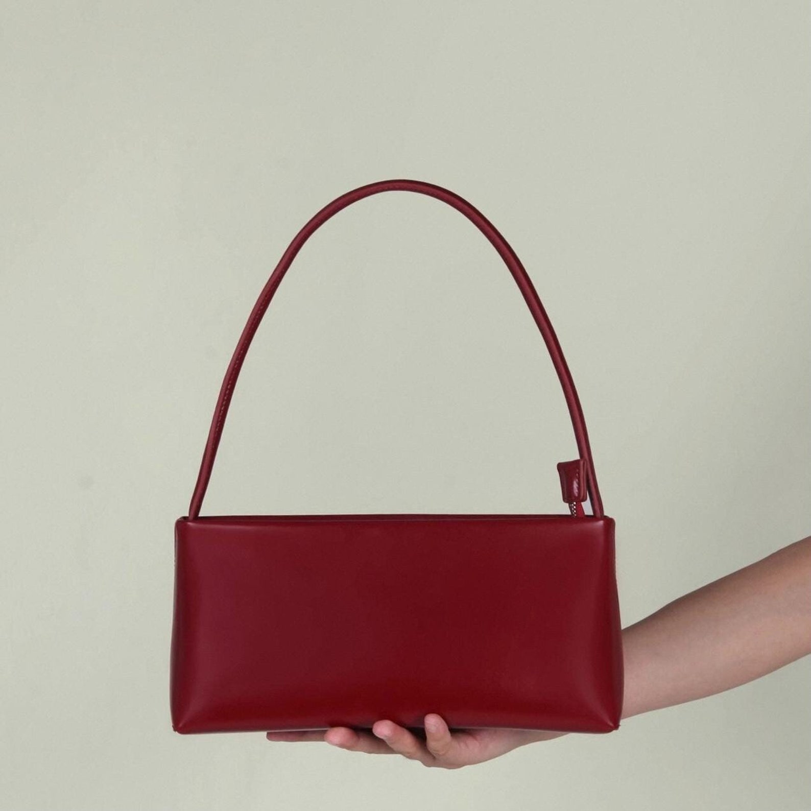 Minimal Shoulder Bag, Elegant Leather Tote Bag, Smooth Leather Handbags ...