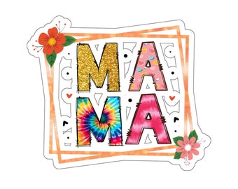 LMSS® STICKER MAMA Retro Orange Mama Sticker Motherhood Sticker Trendy ...