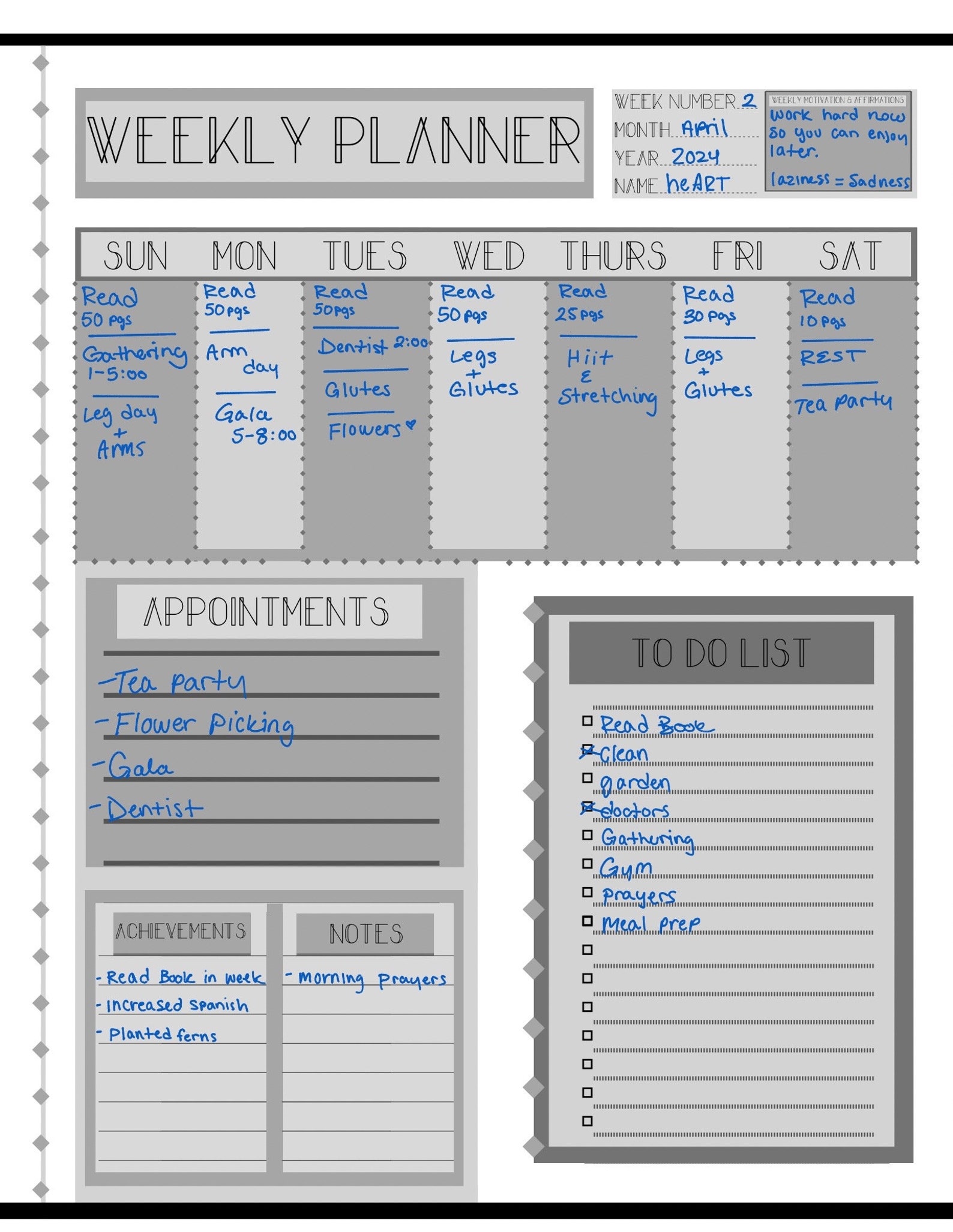 Gray Printable Weekly Planner Digital Weekly Printable Planner Digital ...