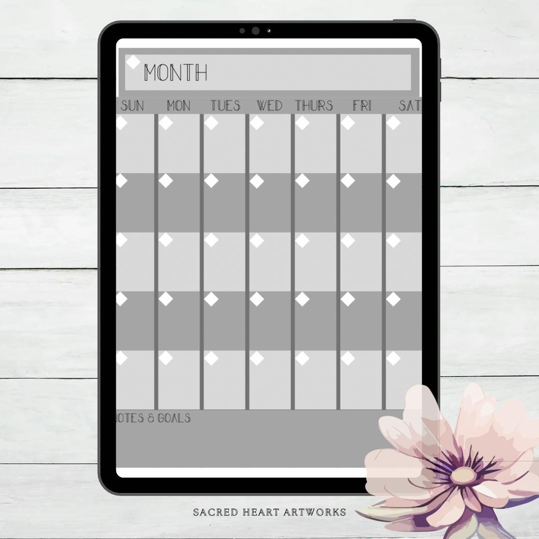 Gray Printable Monthly Planner Digital Monthly Printable Planner ...