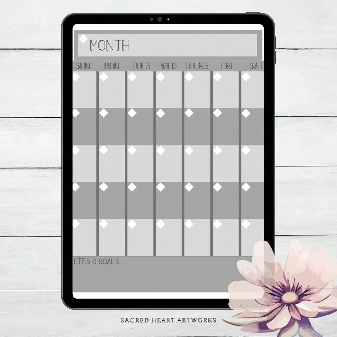 Gray Printable Monthly Planner Digital Monthly Printable Planner ...