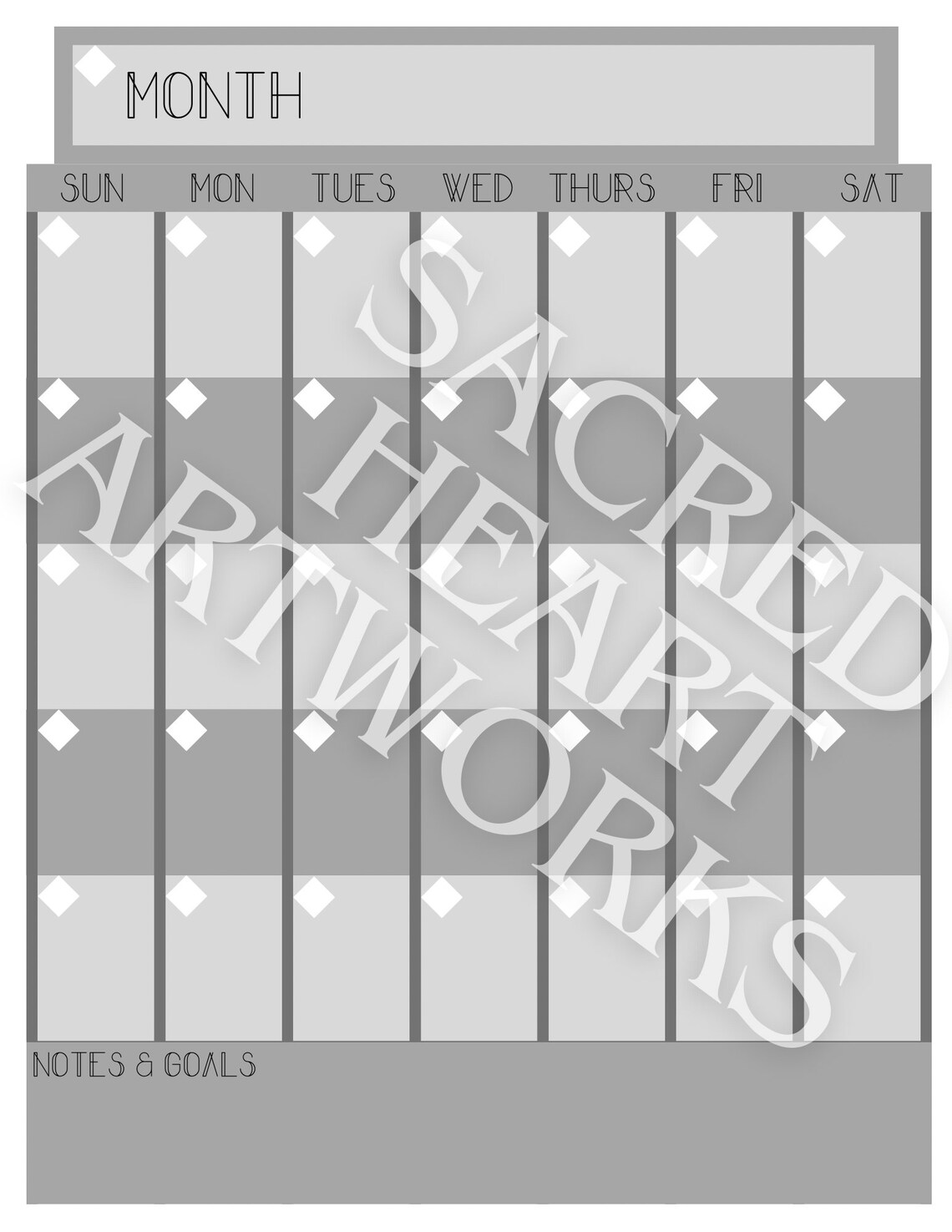 Gray Printable Monthly Planner Digital Monthly Printable Planner ...
