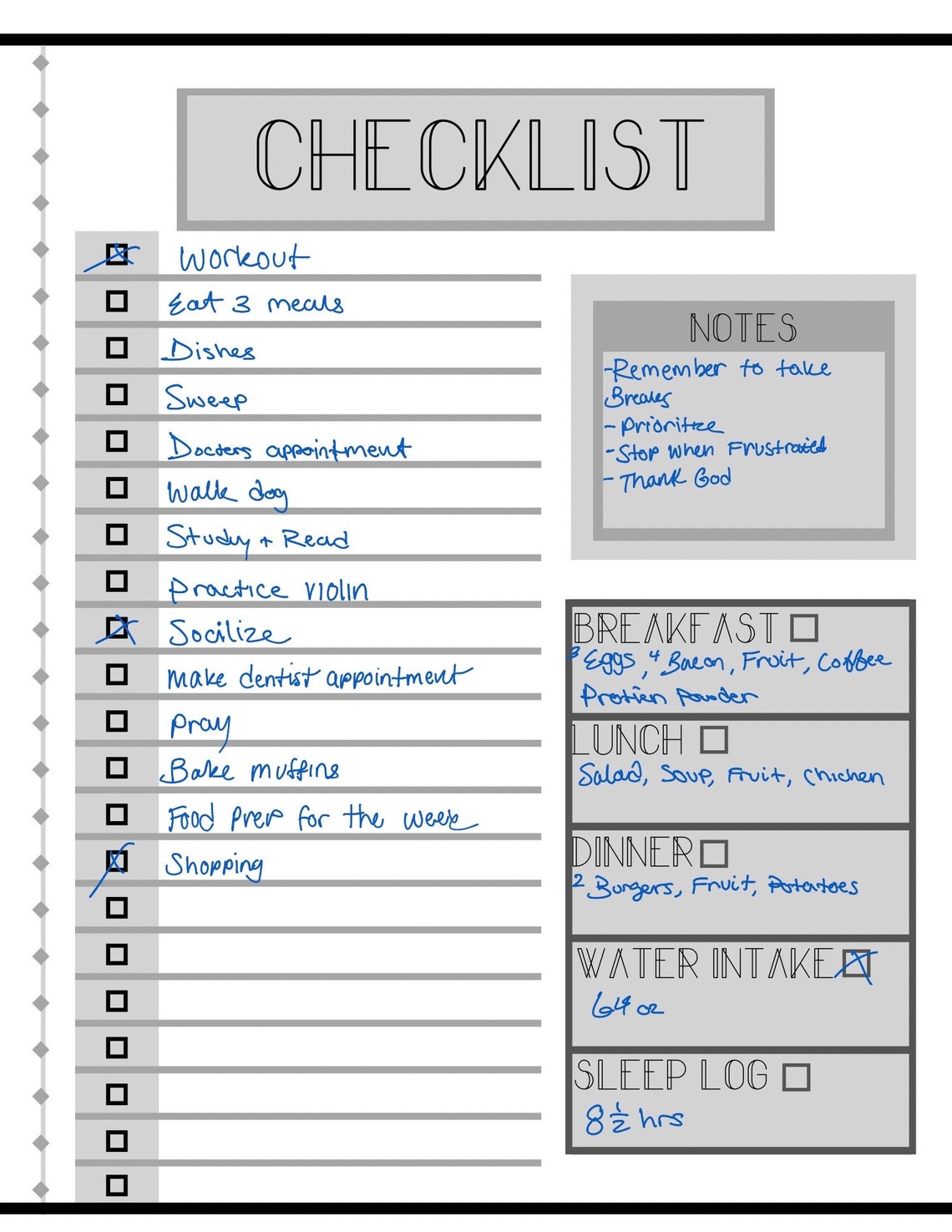Gray Printable Digital Checklist Printable Checklist Digital Download ...